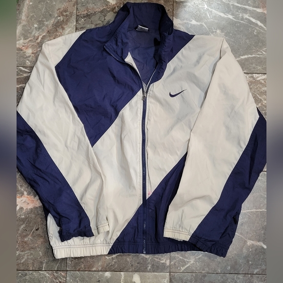 Nike | Jackets & Coats | Vintage 9s Mens Nike Blue And White Fyll Zip Jacket Windbreaker Xl ...